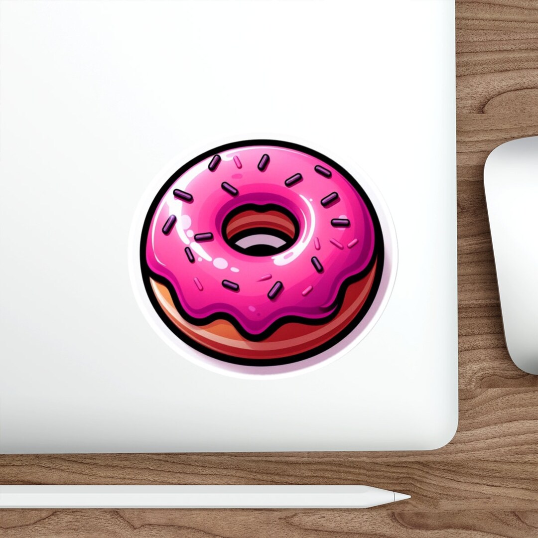 Cartoon Pink Donut Graphic Waterproof Die Cut Sticker/decal for Water ...