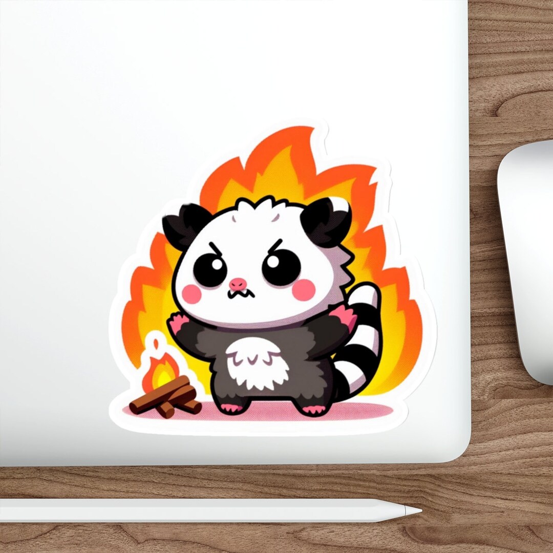 Cute Cartoon Kawaii Angry Possum Starting Fires Graphic Waterproof Die ...
