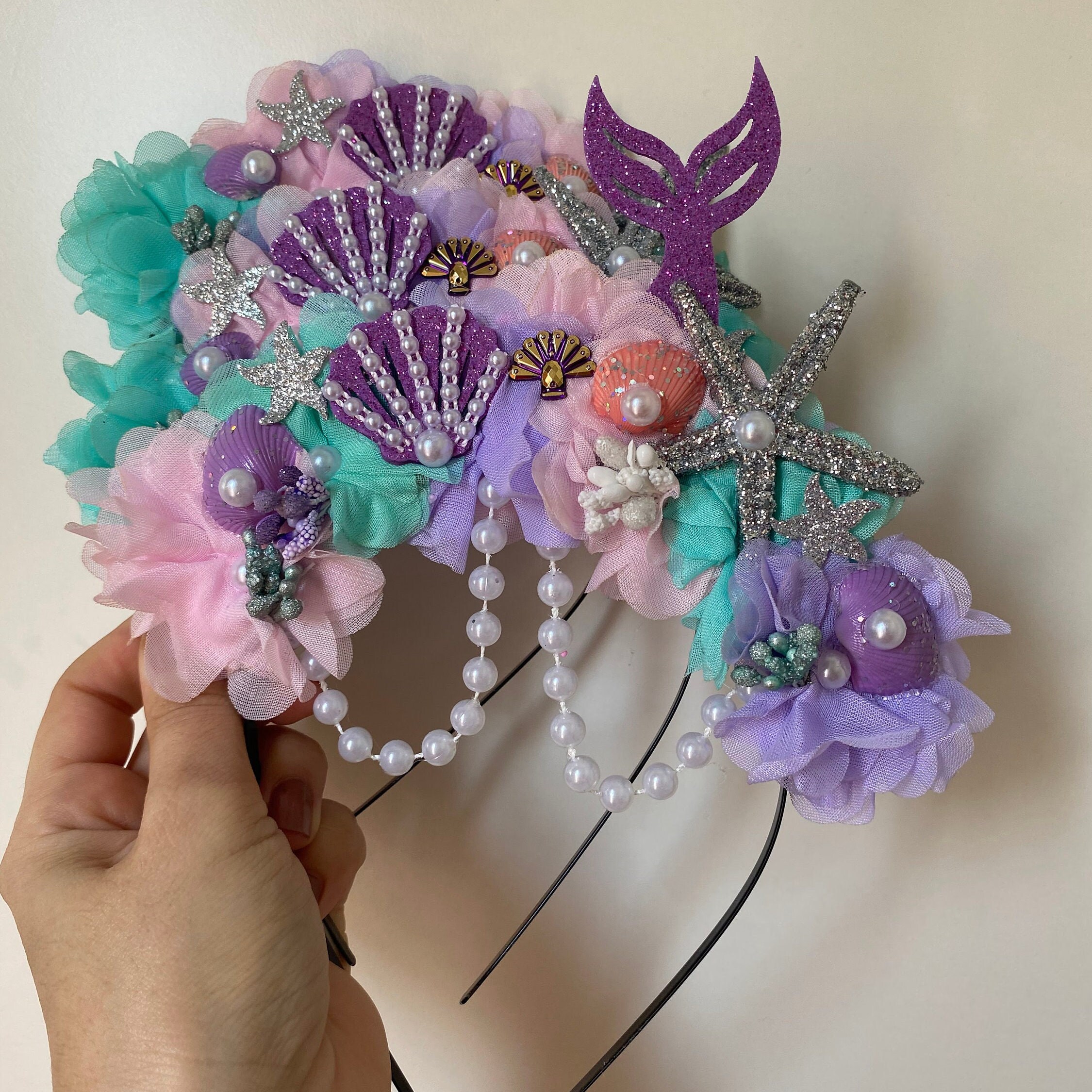 Pink, Green and Lilac Mermaid, Tail and Mussel, Detailed, Mothers Day ...