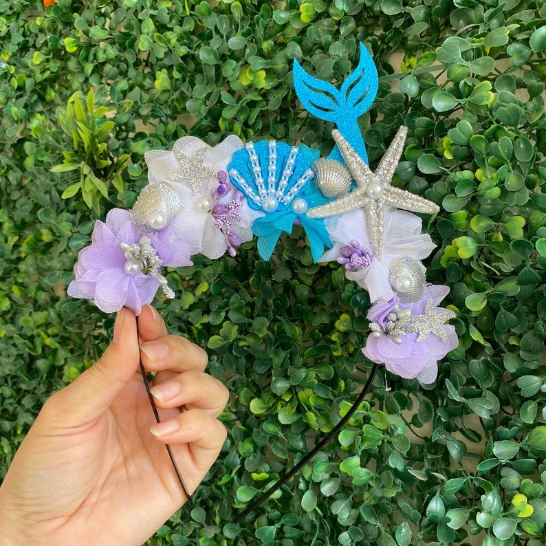 Turquoise Pearlescent Mermaid Tail Hair Accessory Pearl Embroidered ...