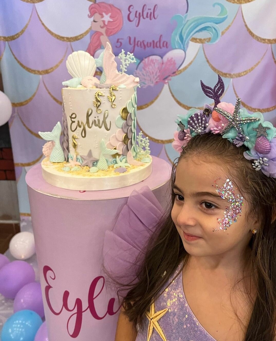 Pink, Green and Lilac Mermaid, Tail and Mussel, Detailed, Mothers Day ...