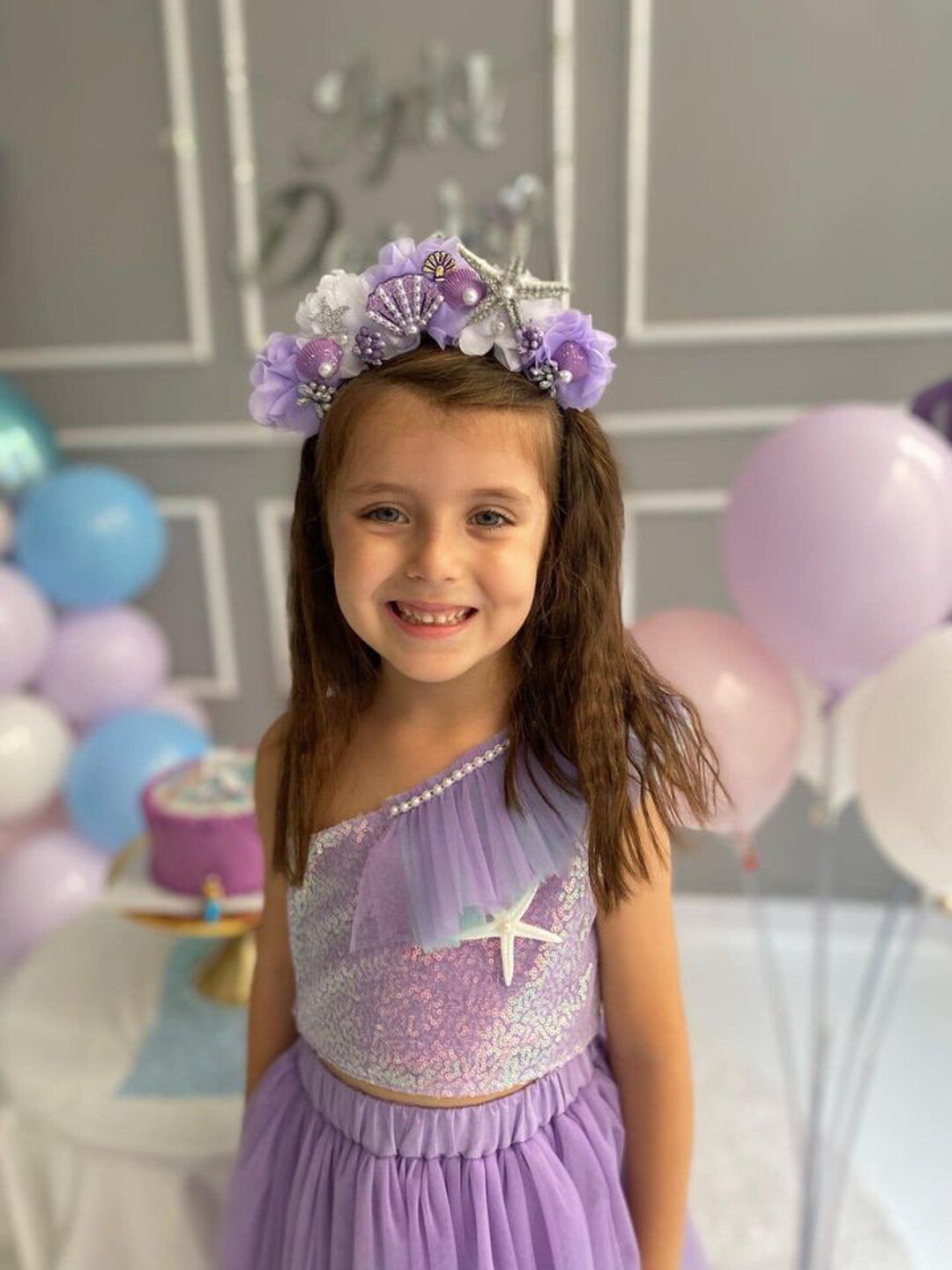 Gorgeous Purple and White Mermaid Tiara Pearl and Shell Embellished ...