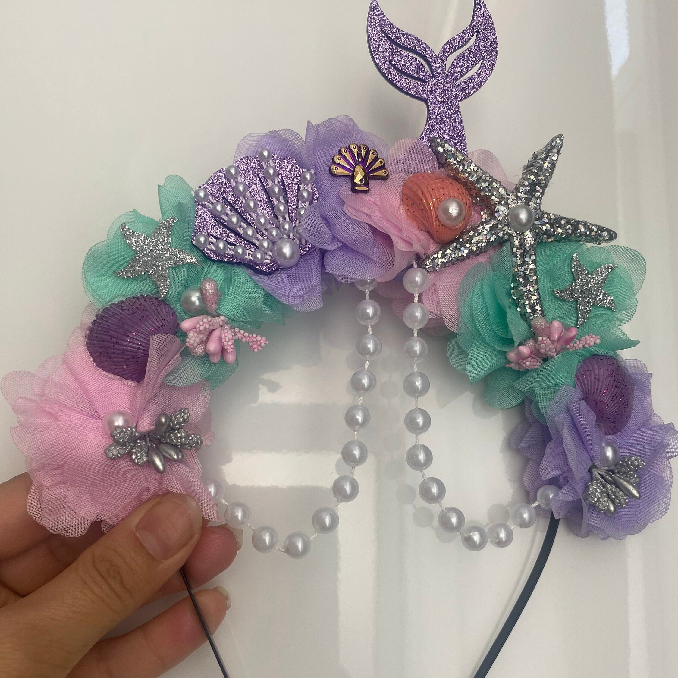 Pink, Green and Lilac Mermaid, Tail and Mussel, Detailed, Mothers Day ...