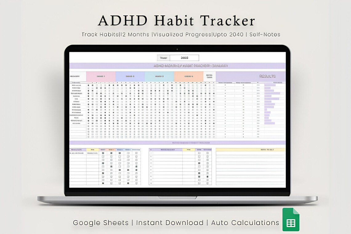 Habit Tracker Spreadsheet Template for Google Sheets, 2024 Habit ...