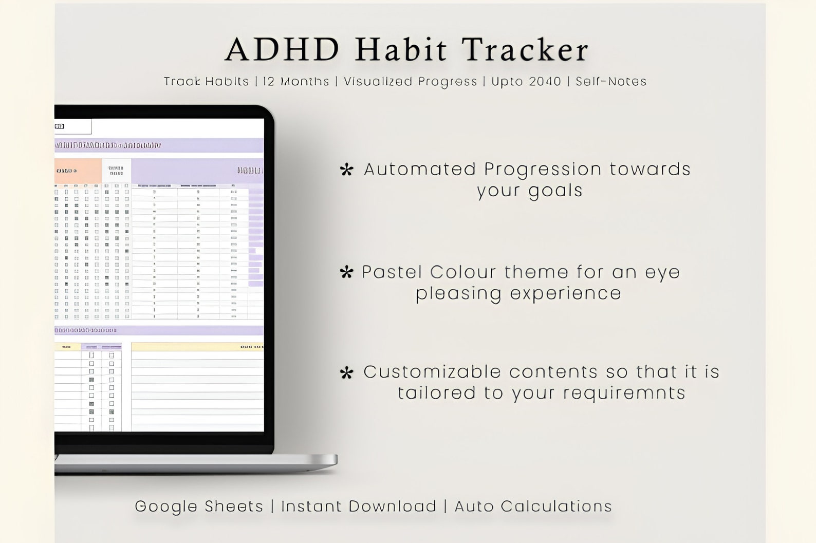 Habit Tracker Spreadsheet Template for Google Sheets, 2024 Habit ...