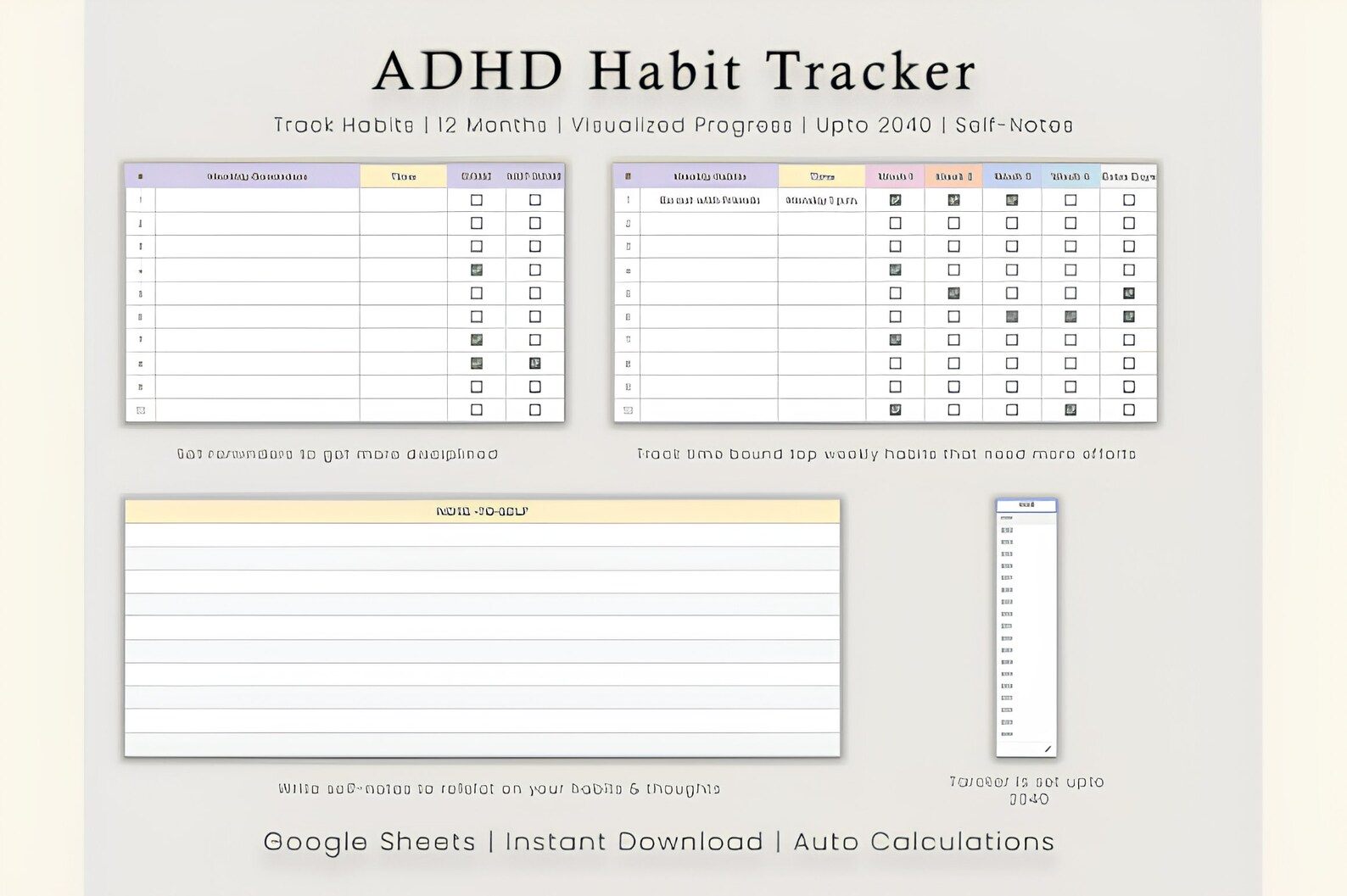 Habit Tracker Spreadsheet Template for Google Sheets, 2024 Habit ...