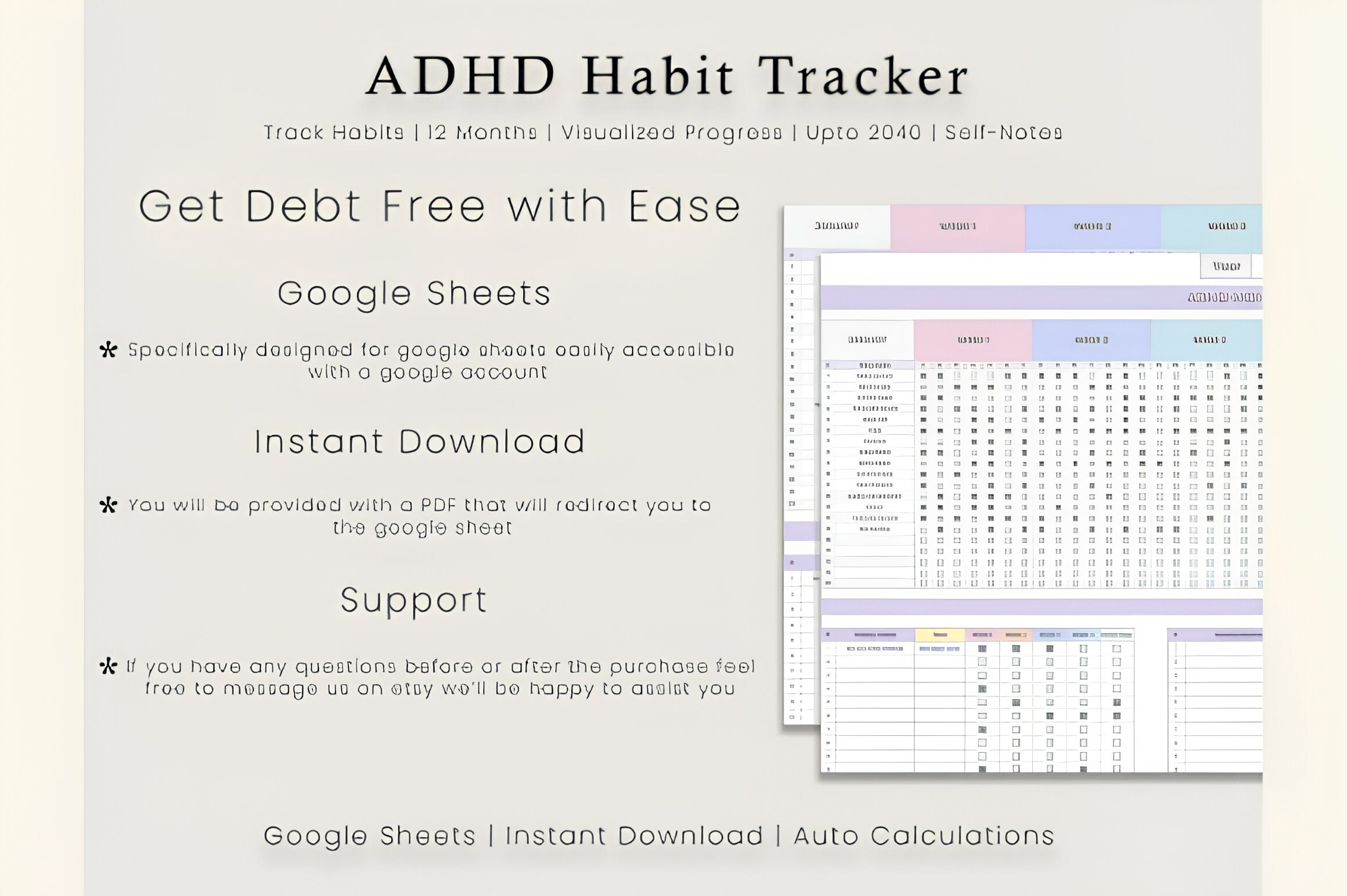 Habit Tracker Spreadsheet Template for Google Sheets, 2024 Habit ...