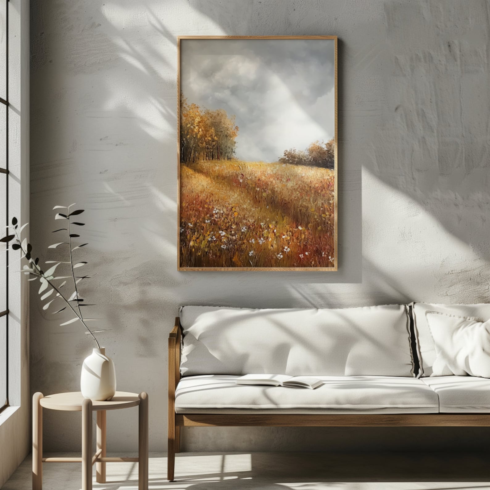Rustic Fall Flower Field PRINTABLE Painting L Classic Warm Tone Wall ...