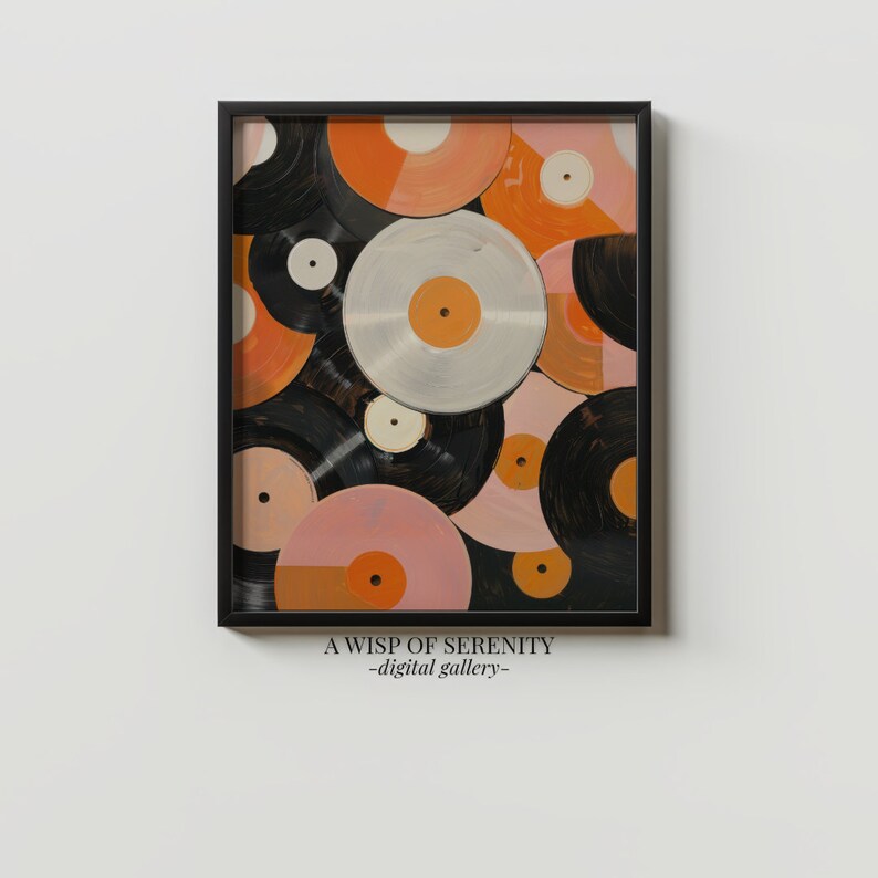 Vintage Vinyl Records Trendy PRINTABLE Painting L Retro Wall Art Print ...