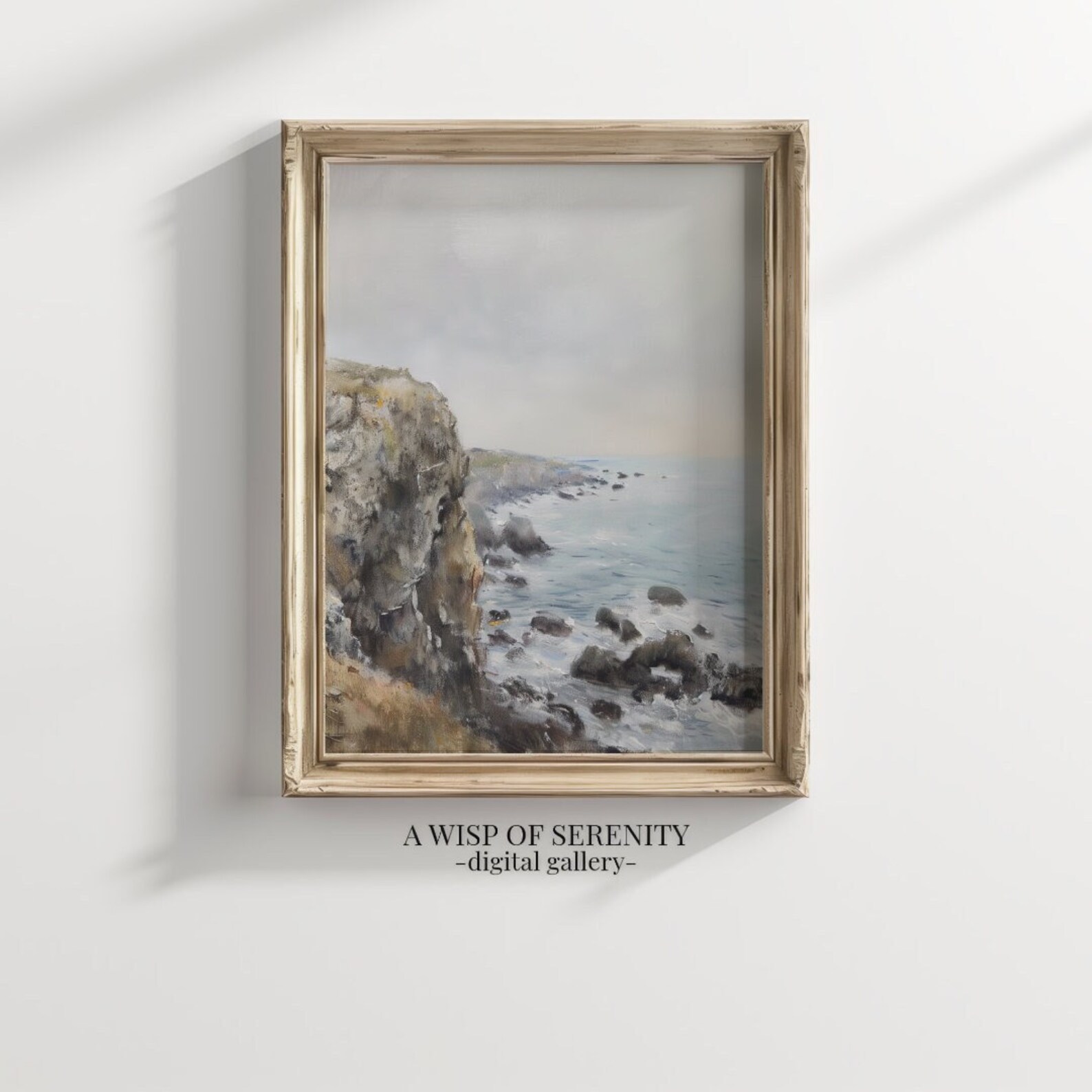 Vintage Coastal Landscape Cliffside PRINTABLE Wall Art L Earthy Large ...