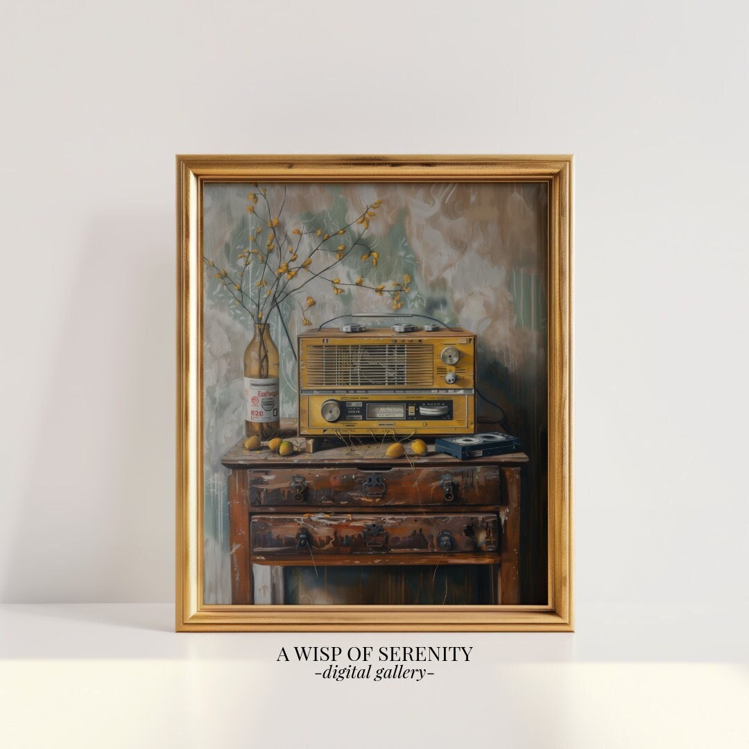 Retro Still Life Vintage Radio PRINTABLE Wall Art L Nostalgic Vertical ...