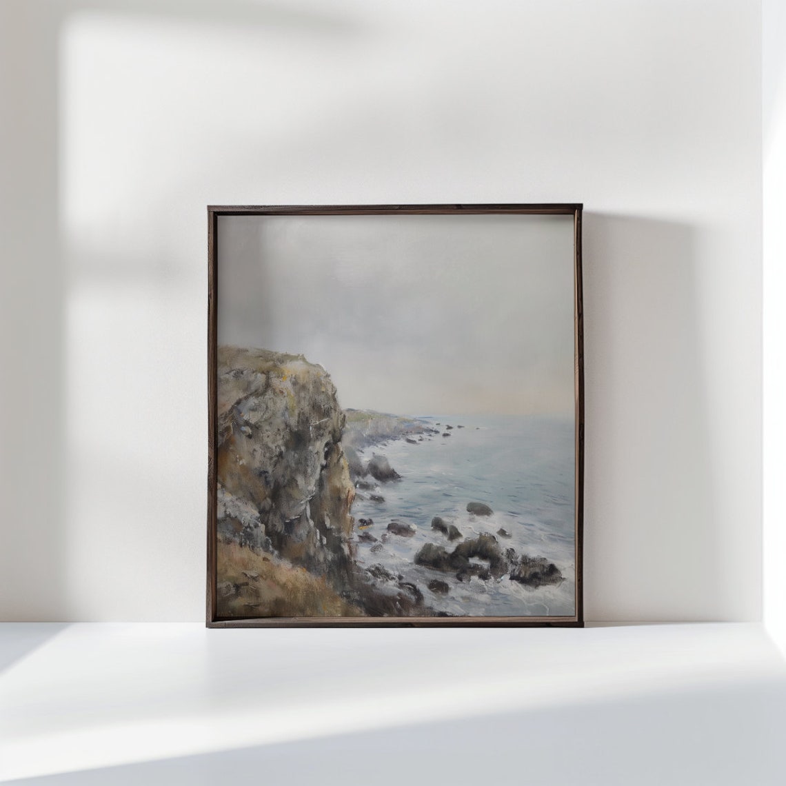 Vintage Coastal Landscape Cliffside PRINTABLE Wall Art L Earthy Large ...