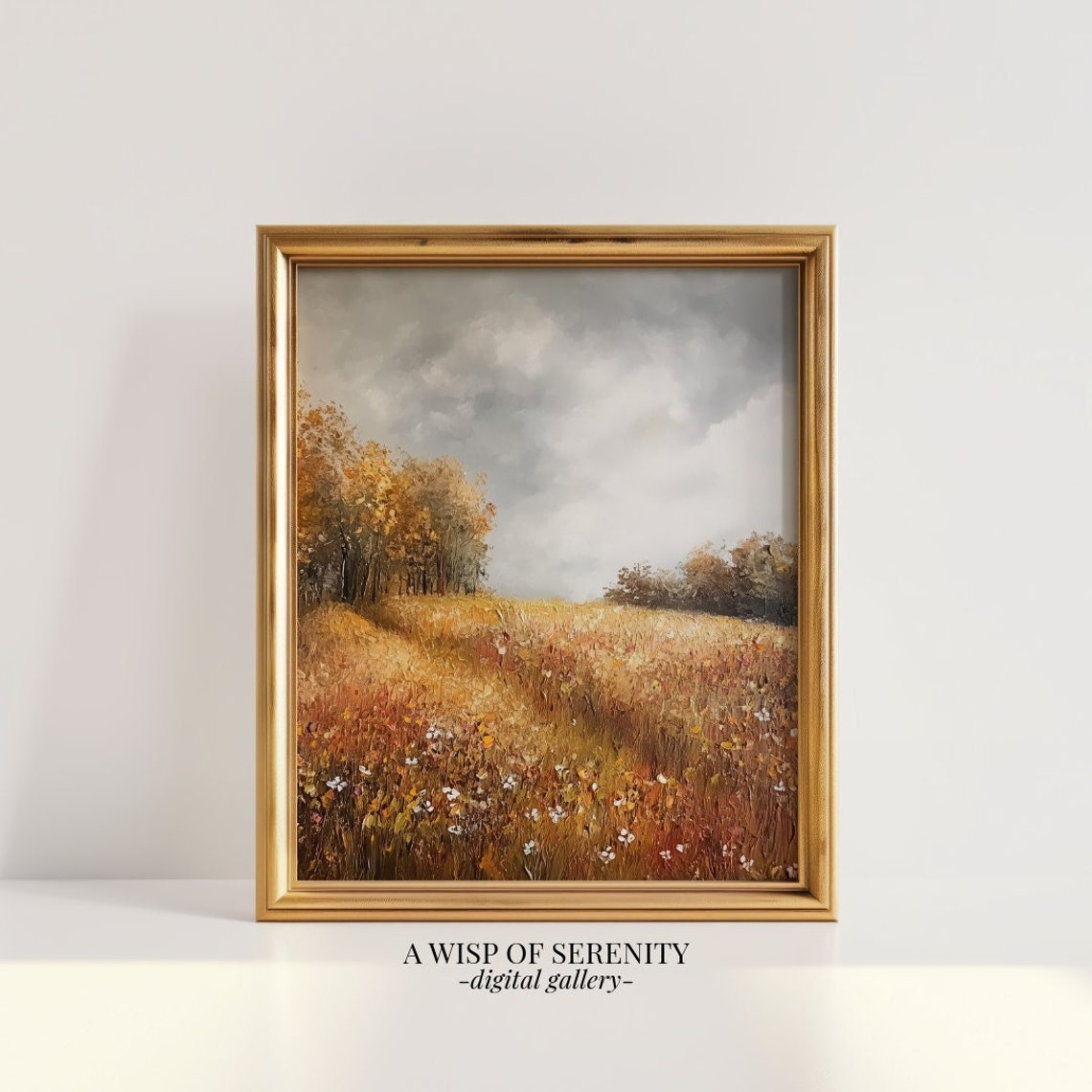 Rustic Fall Flower Field PRINTABLE Painting L Classic Warm Tone Wall ...