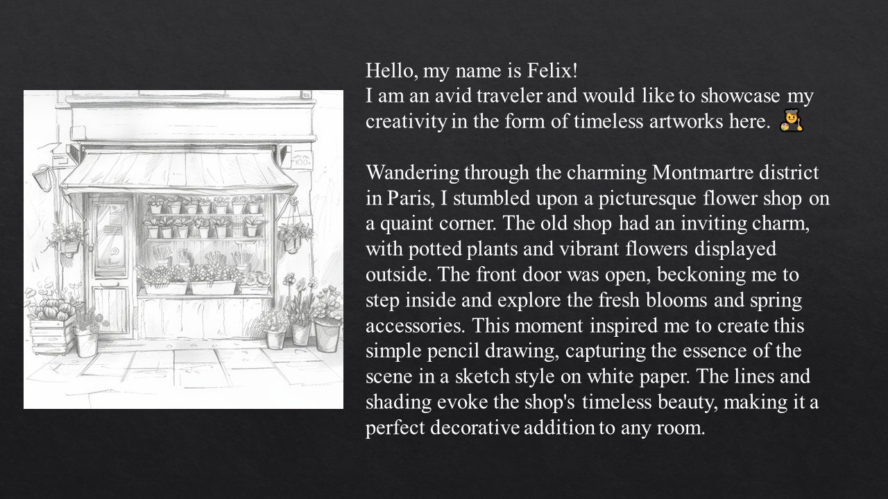 Simple Sketch of Flower Shop in Paris L Vertical Neutral Tone Wall Art ...