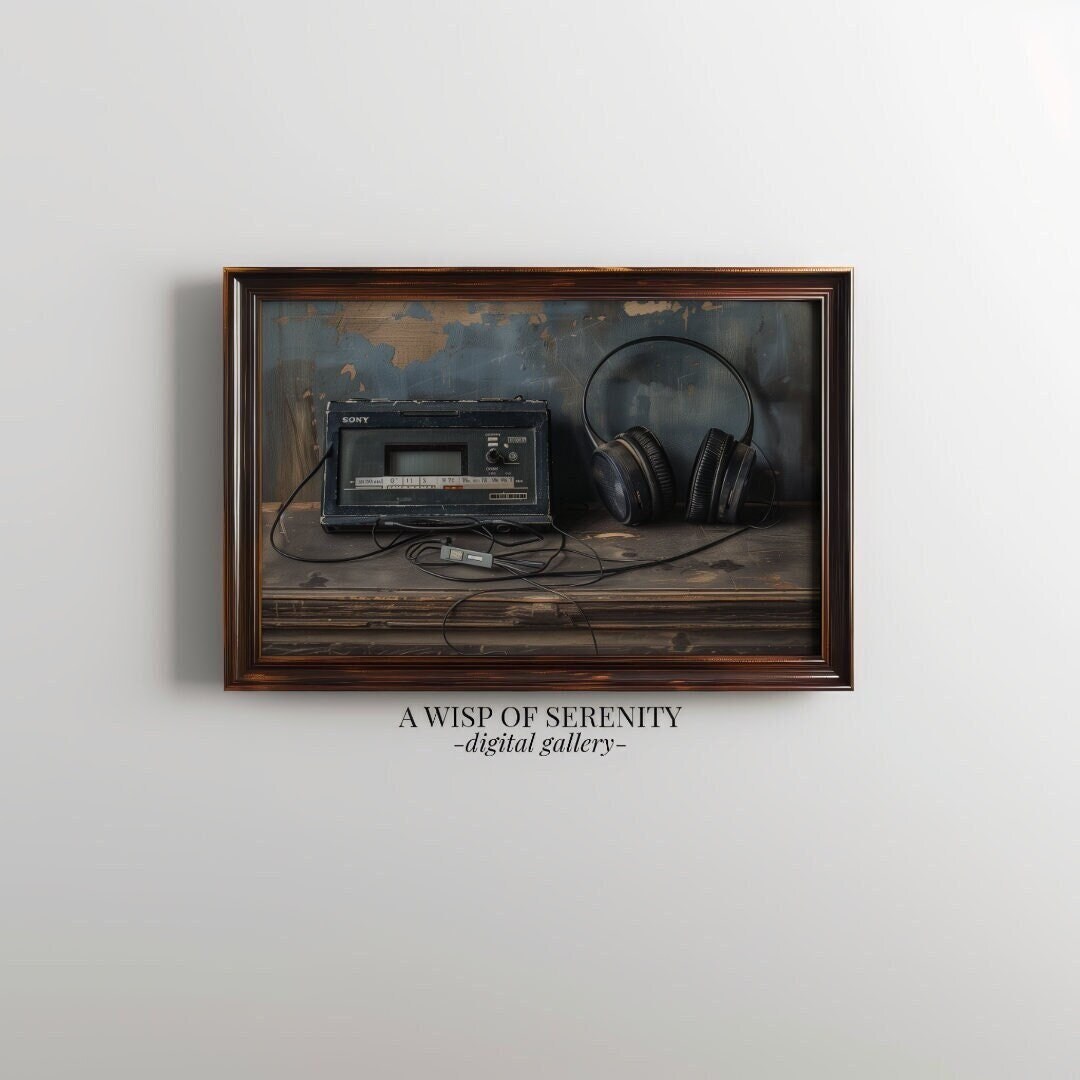 Retro Walkman Vintage PRINTABLE Wall Art L Black Walkman Horizontal ...