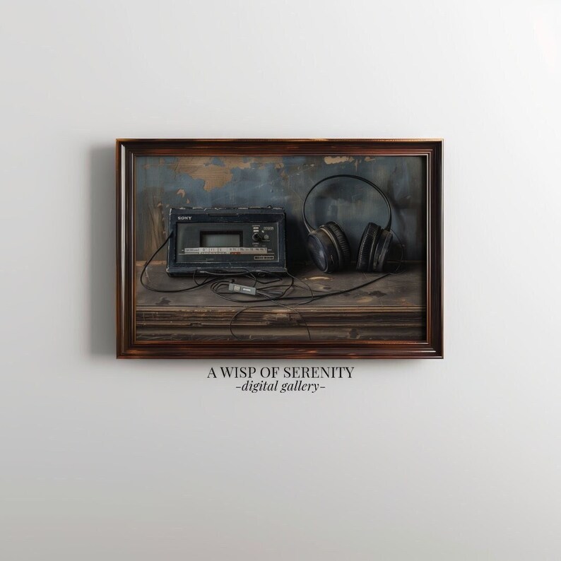 Retro Walkman Vintage PRINTABLE Wall Art L Black Walkman Horizontal ...