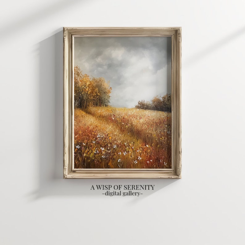 Rustic Fall Flower Field PRINTABLE Painting L Classic Warm Tone Wall ...