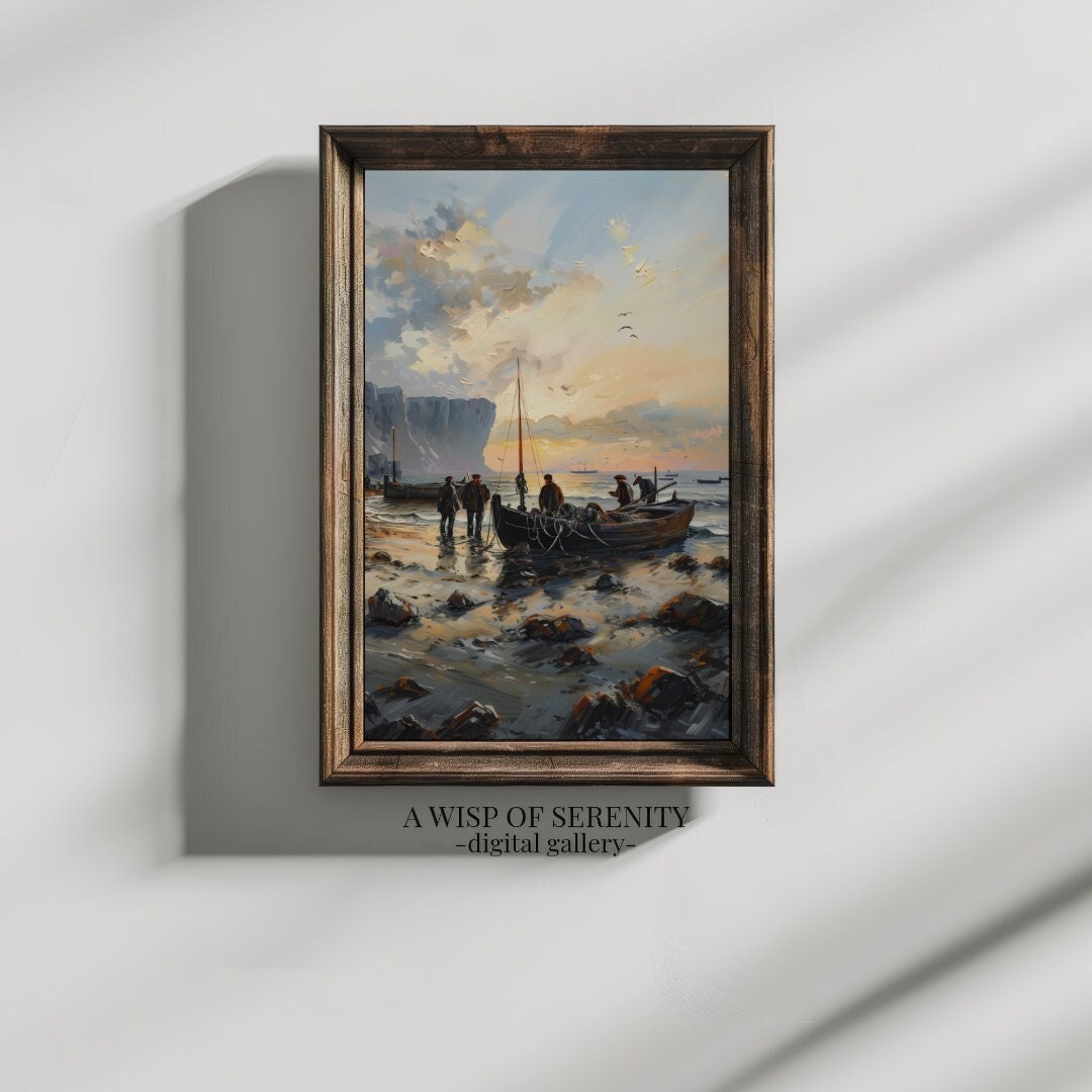 Medieval Nautic Fishing Boats PRINTABLE Wall Art L Vertical ...