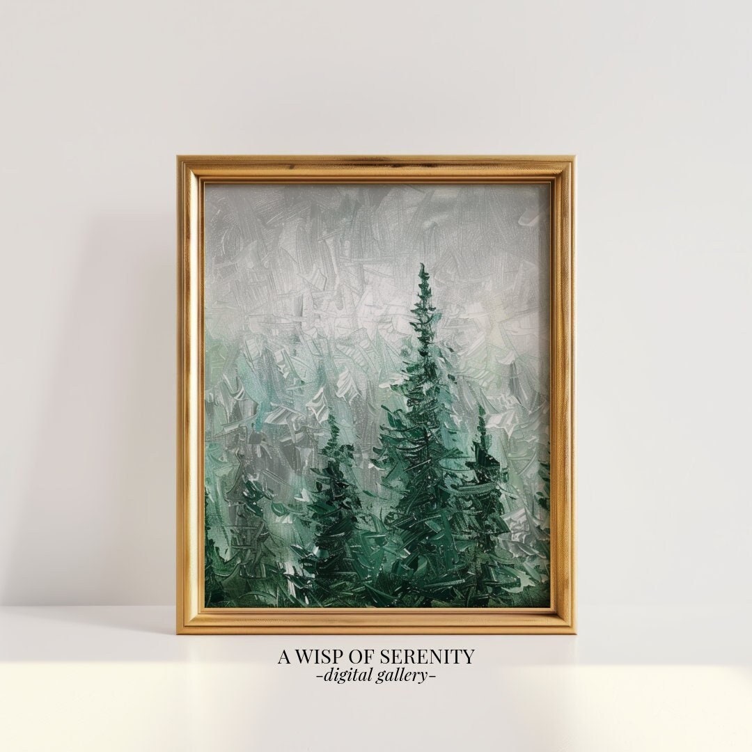 Abstract Evergreen Forest Print L Classic Wall Art L PRINTABLE Fall Oil ...