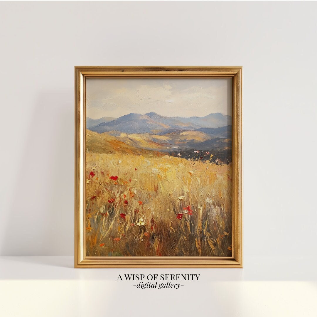 Moody Mountain Fall Flower Field Print L Rhine Region Landscape ...