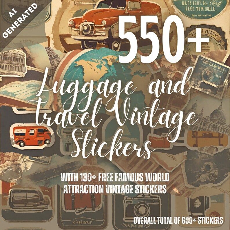 Vintage Stickers, Retro Stickers, Scrapbook Stickers, Laptop Stickers ...