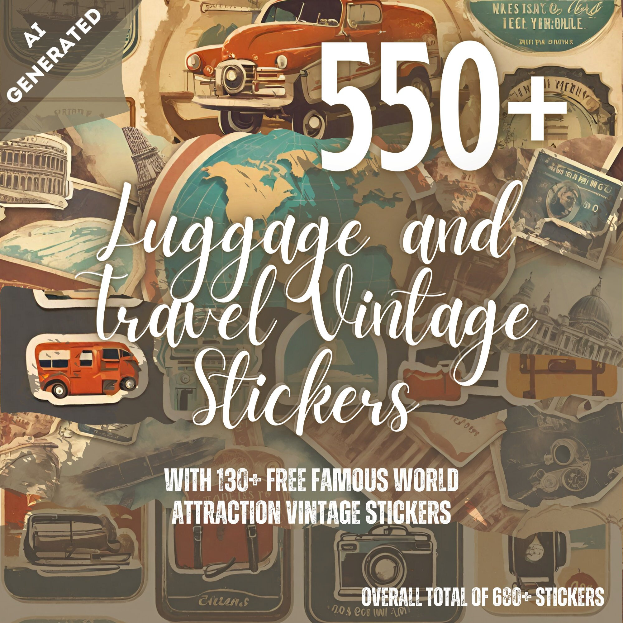 Vintage Stickers, Retro Stickers, Scrapbook Stickers, Laptop Stickers ...