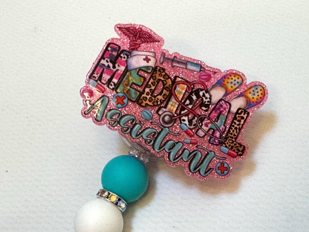 Cute Medical Assistant Badge Reel Beaded Badgereel for Medical ...