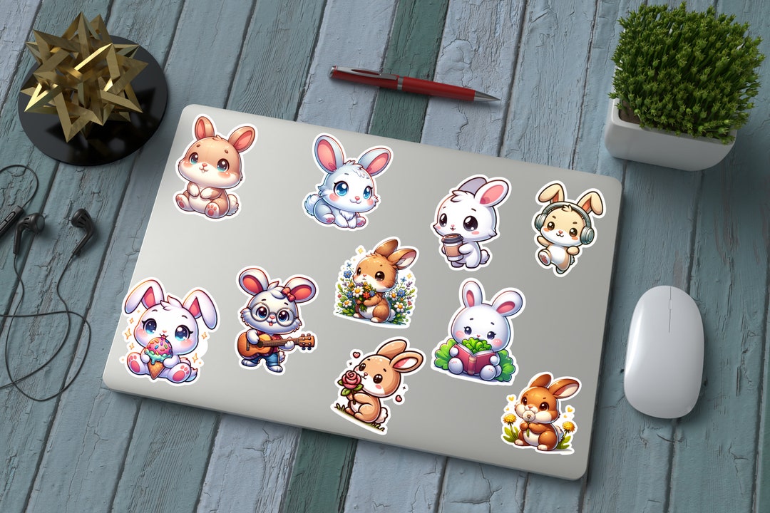 Cute Rabbit Stickers Pack for Waterbottle Cute Trendy Stickers for ...