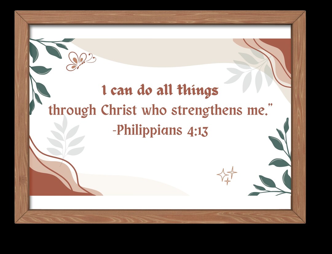 Philippians 4:13 Inspirational Wall Art I Can Do All Things Through ...