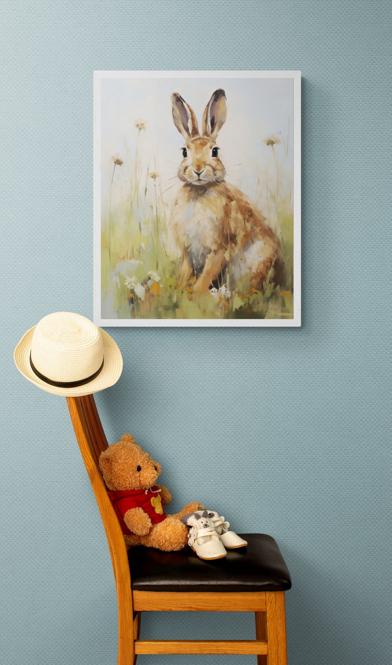 Printable Painting, Rabbit Poster, Easter Wall Art - Etsy