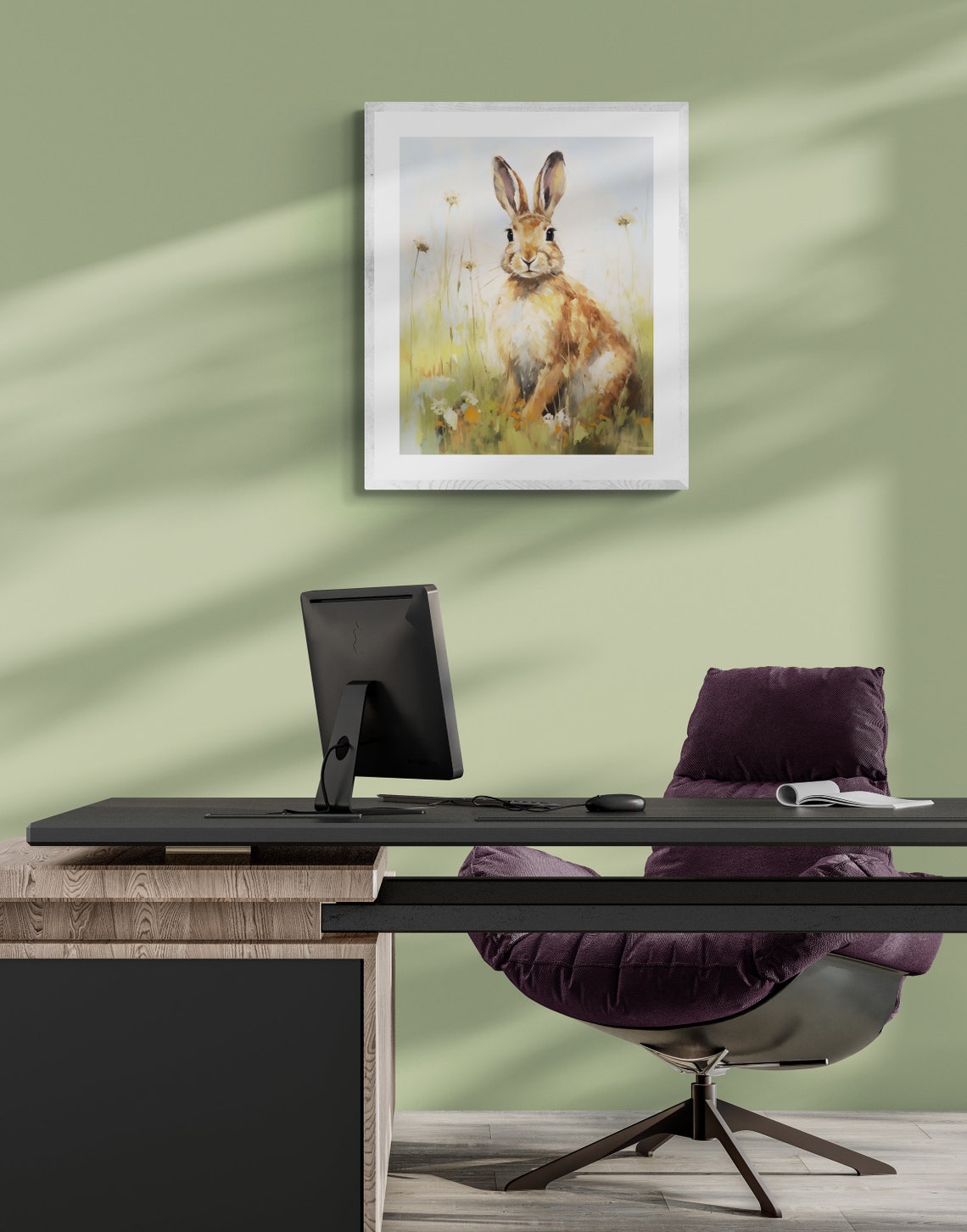Printable Painting, Rabbit Poster, Easter Wall Art - Etsy