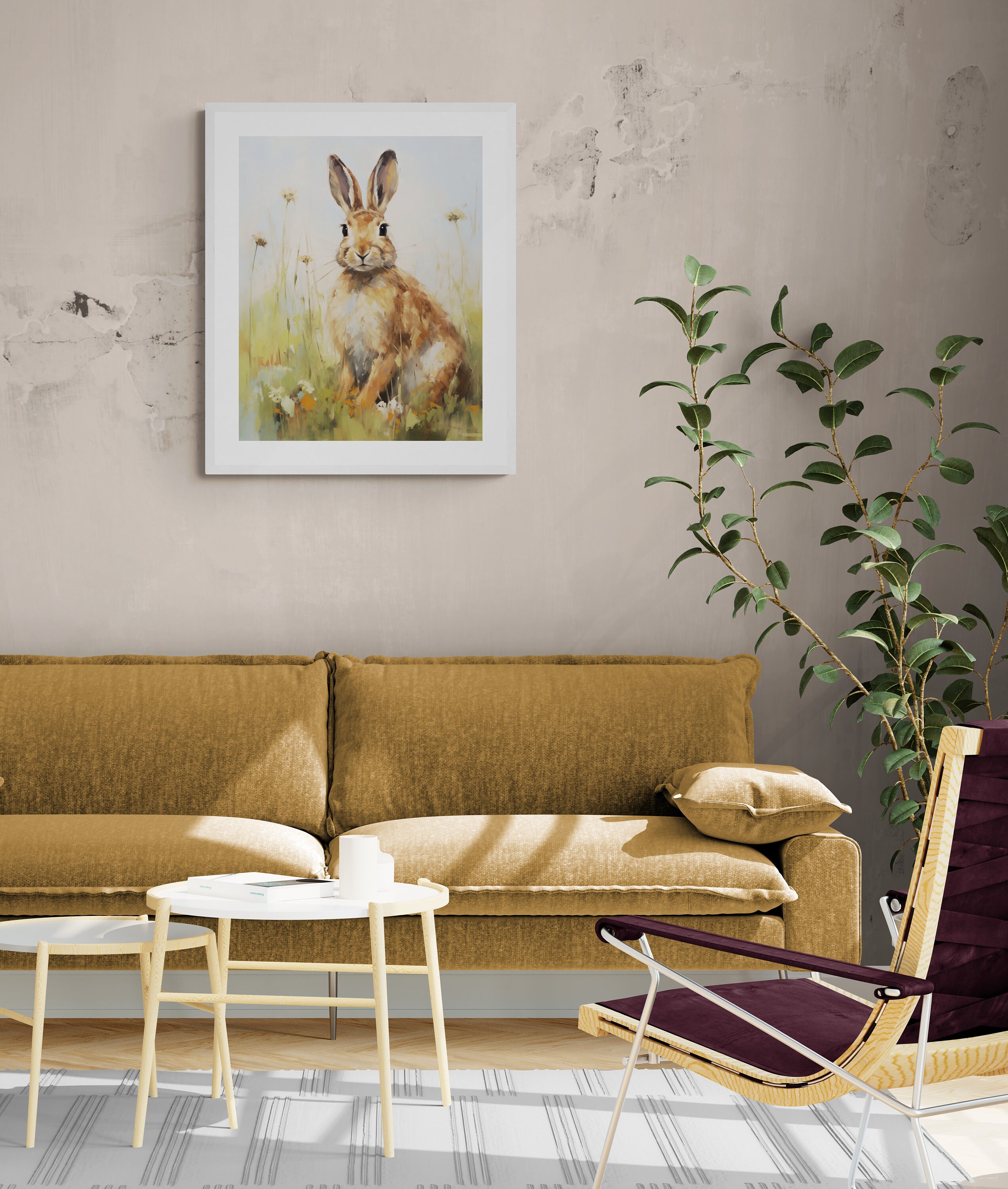 Printable Painting, Rabbit Poster, Easter Wall Art - Etsy