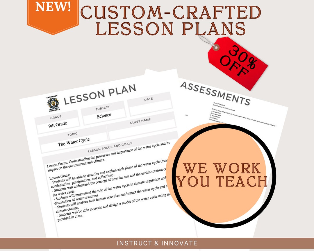 Tailored Teaching Plans: Expertly Prepared Lessons for Grades 1-12 - Etsy
