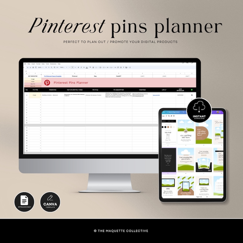 Pinterest Pin Planner, Pinterest™ Google Spreadsheet Planner, Pinterest ...