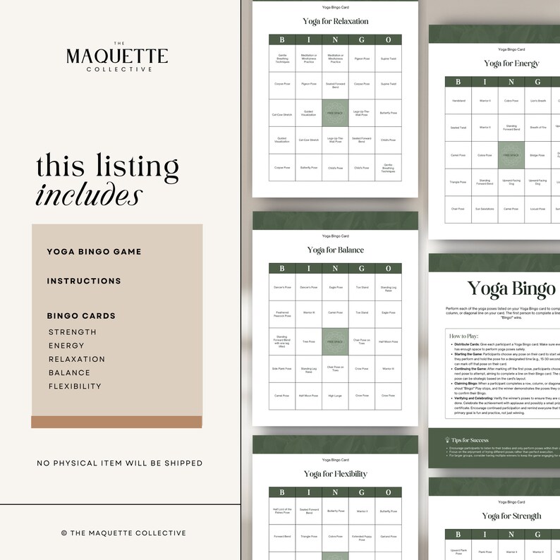 Yoga Bingo, Yoga Bingo Printable, Mindfulness Bingo Game, Self-care ...