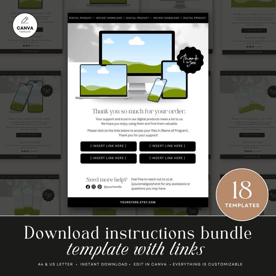 Etsy Digital Product Instructions Template, Editable Canva Template ...