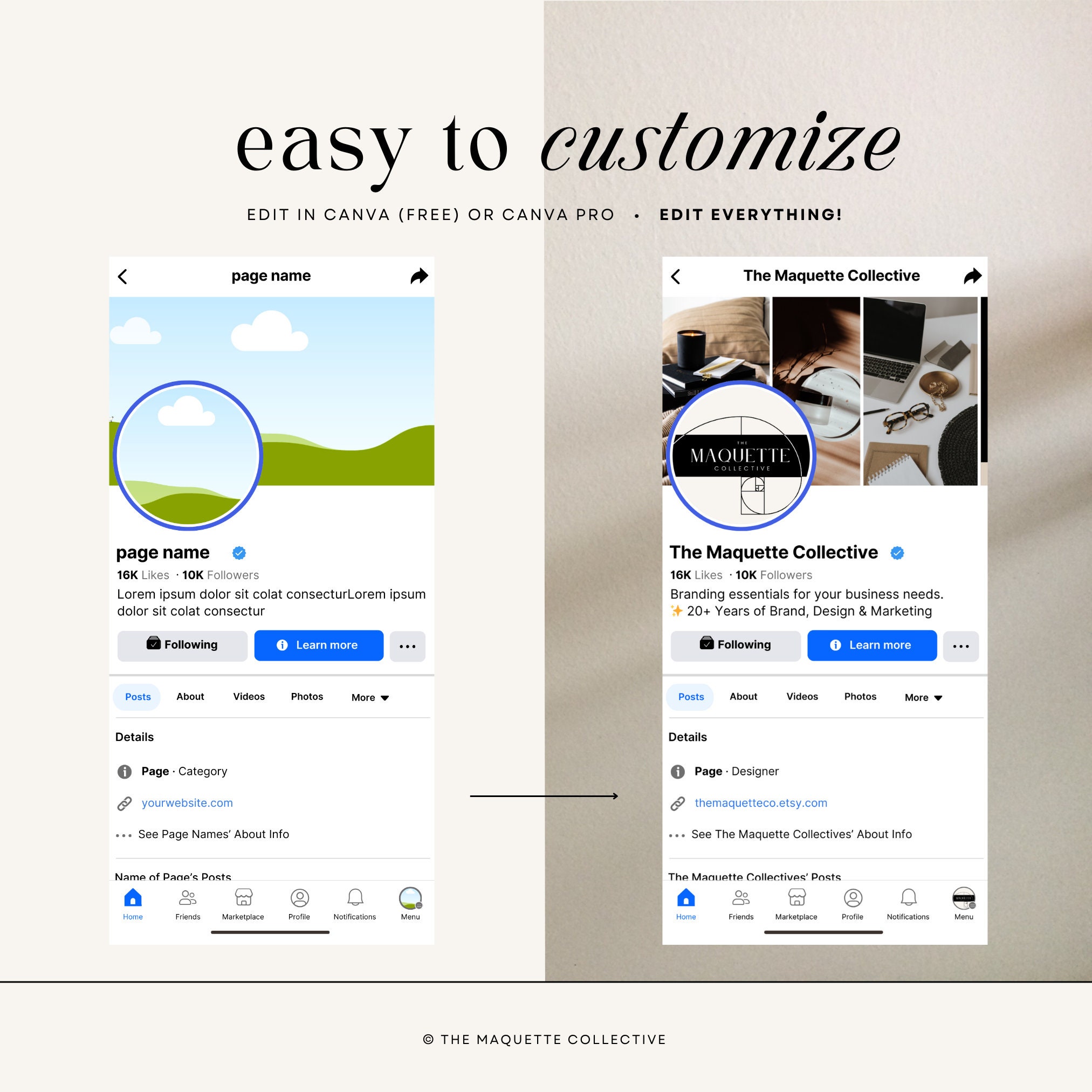 Facebook Page Canva Template, Facebook™ Page Mockup, Editable FB Canva ...
