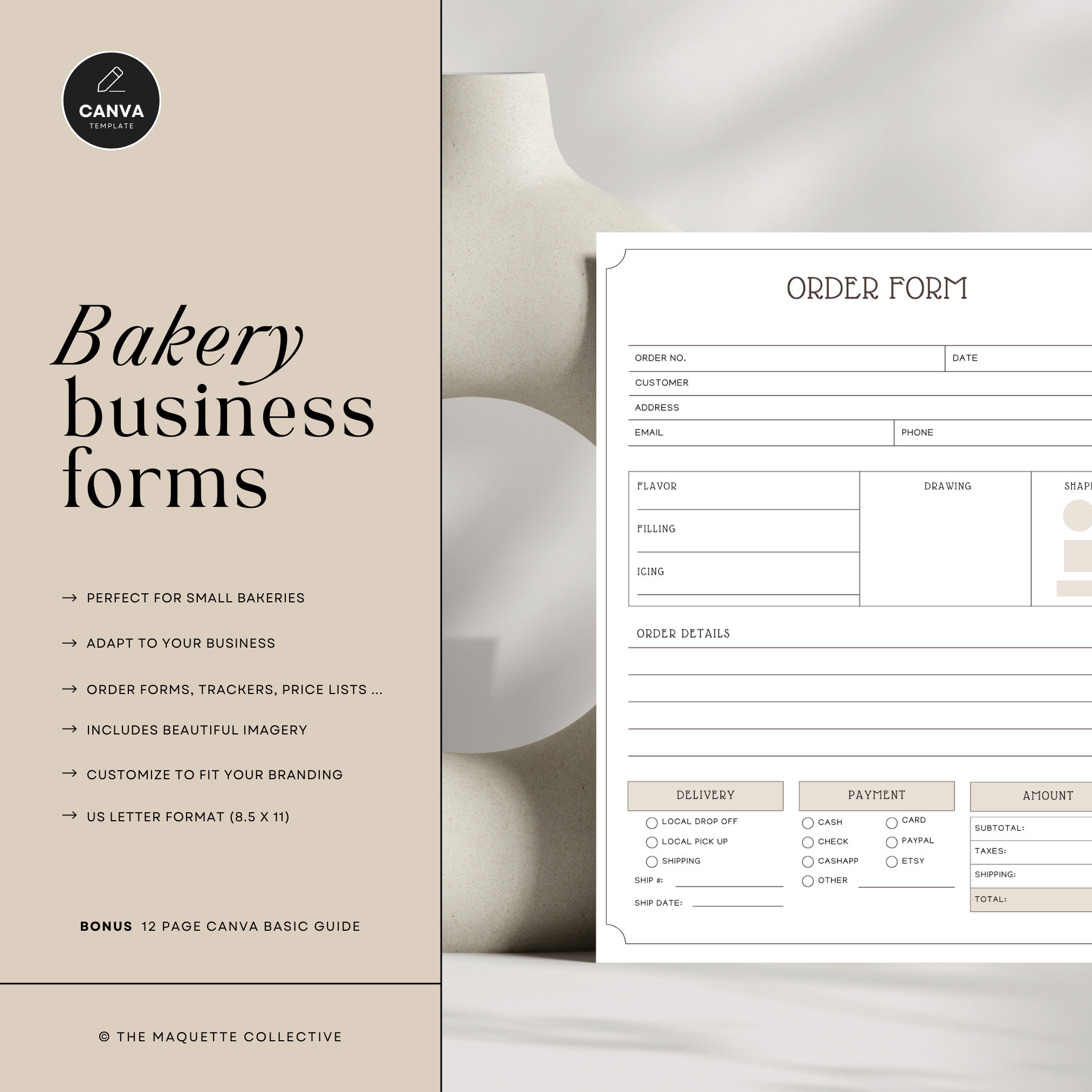 Bakery Price List, Invoice Template for Small Bakeries, Editable Canva ...