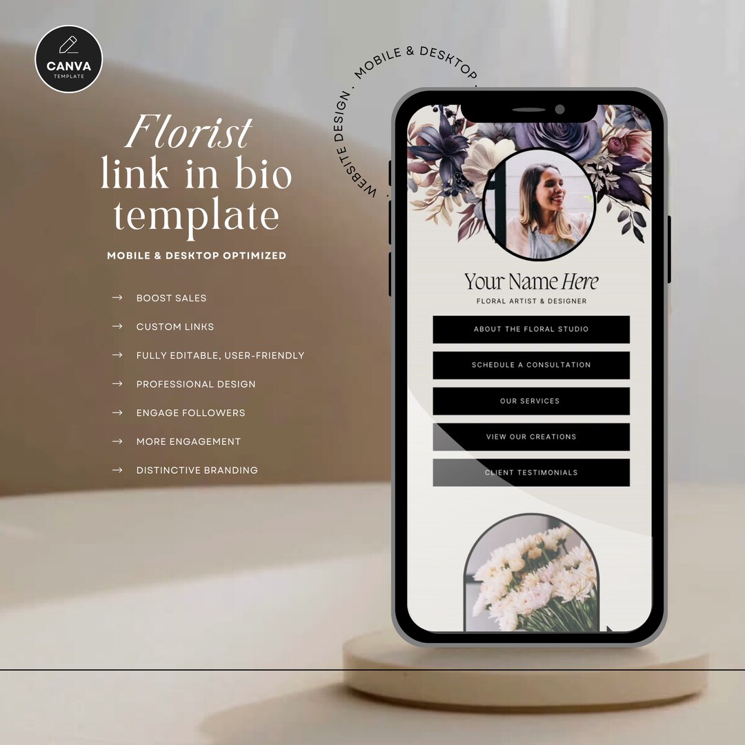 Link in Bio Mini Website, Link in Bio Template Canva, Instagram Landing ...