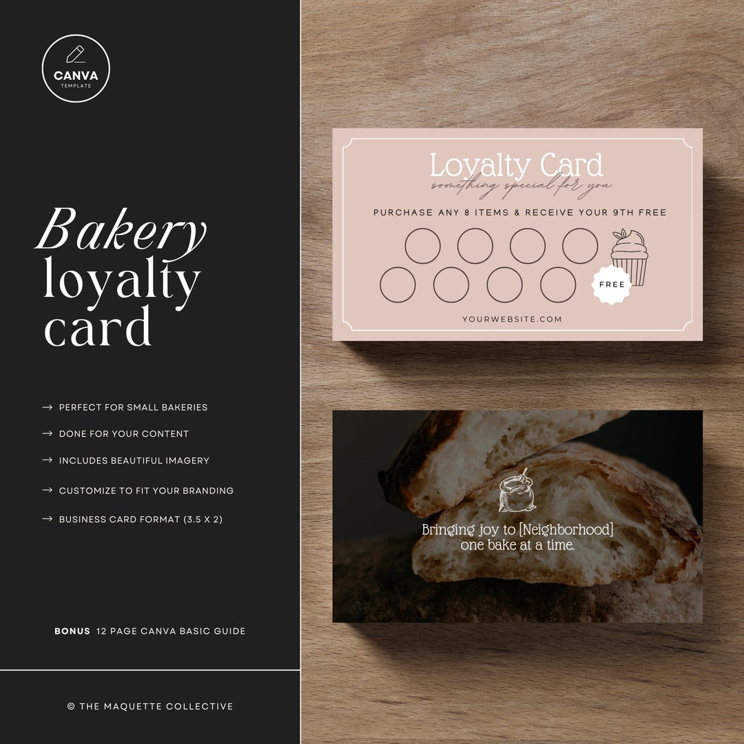 Bakery Loyalty Card, Loyalty Card for Small Bakeries, Editable Canva ...