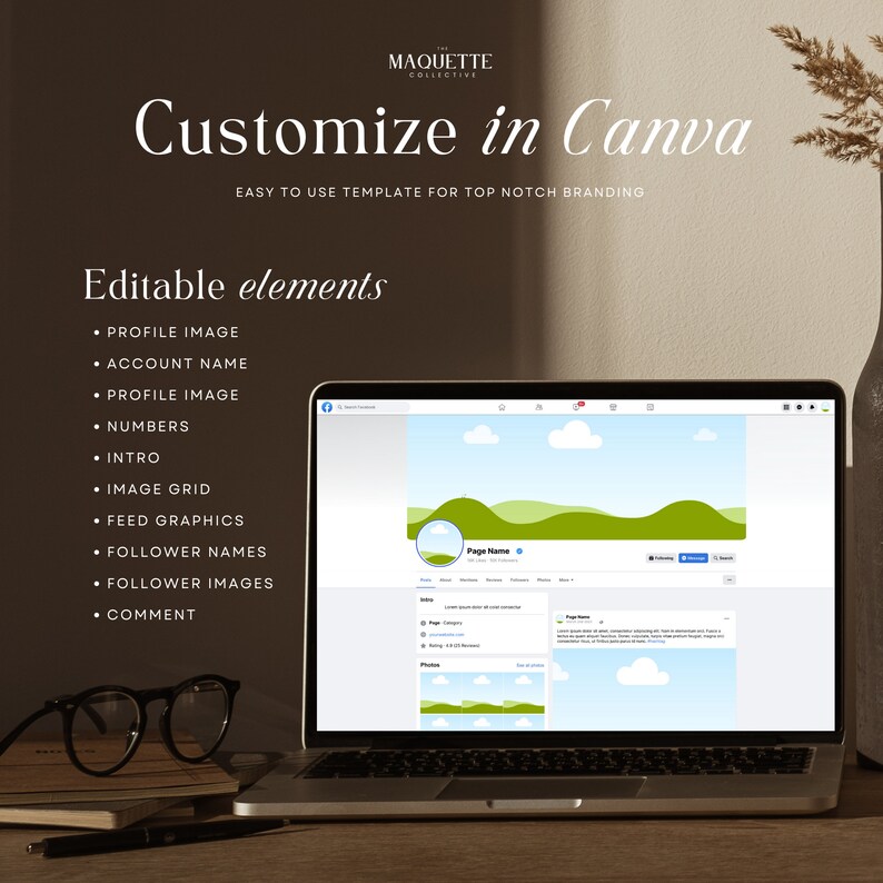Facebook Page Canva Template, Facebook™ Page Mockup, Editable FB Canva ...