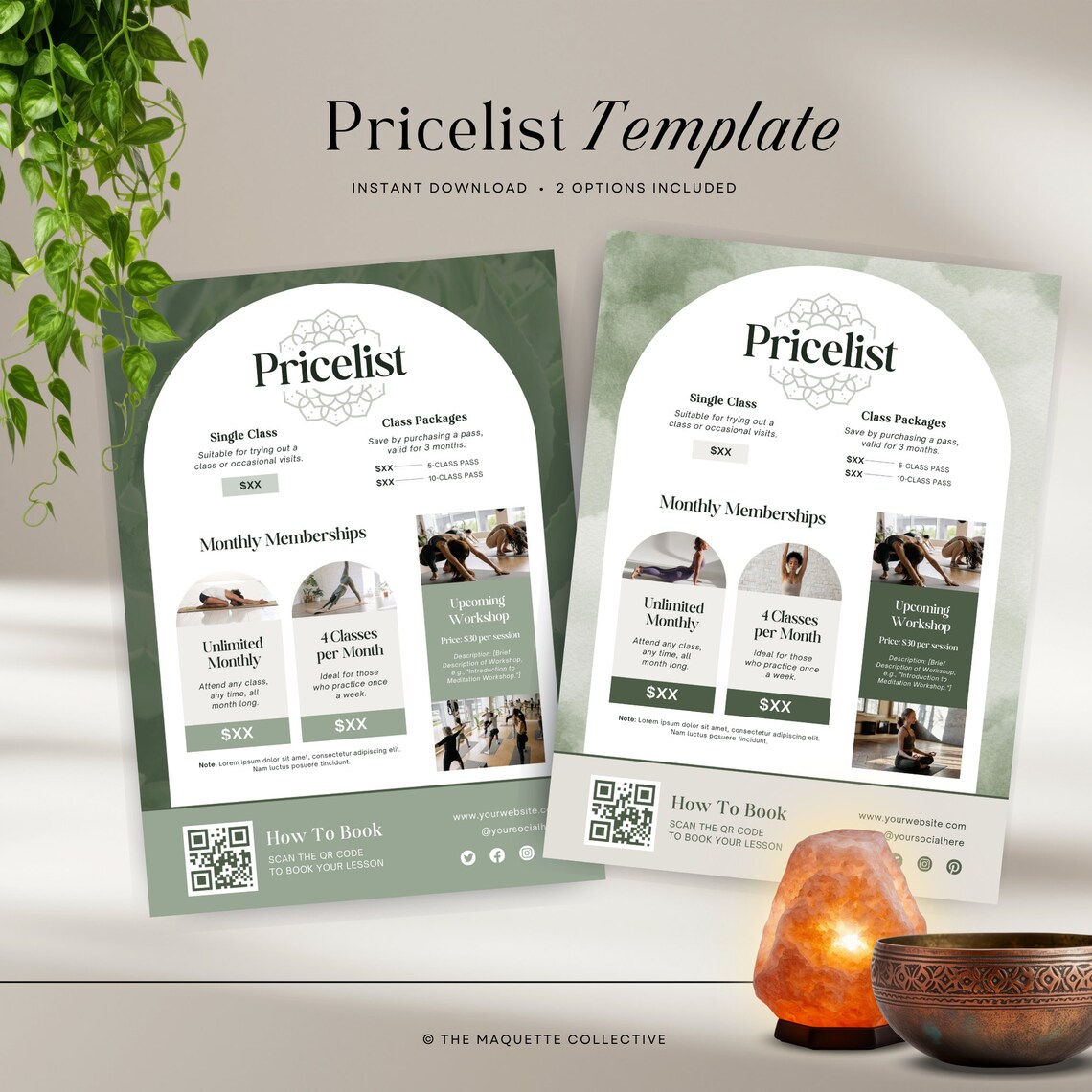 Yoga Studio Price List Template, Editable Canva Template for Yoga ...