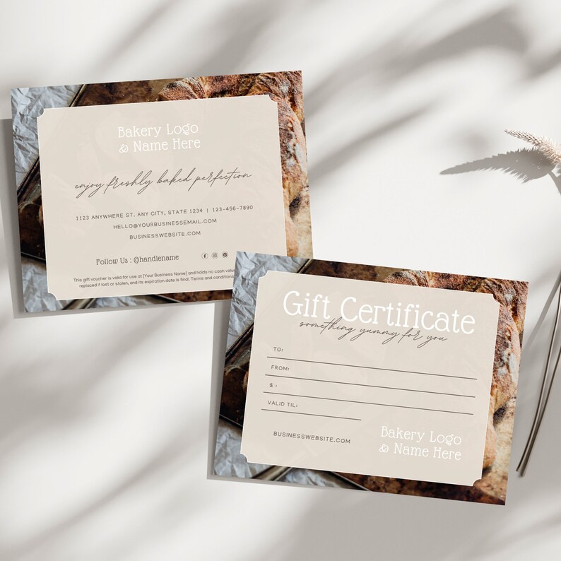 Bakery Gift Certificate, Gift Certificate for Small Bakeries, Editable Canva Gift Certificate ...