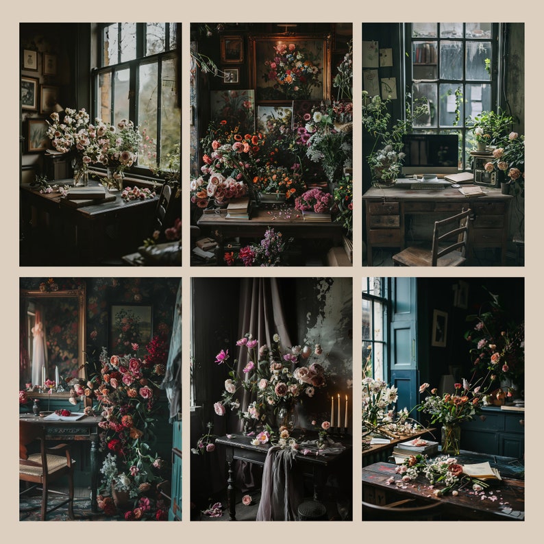 Moody Floral Workspaces Stock Photography, Styled Stock Photos, Digital Flower Social Media ...