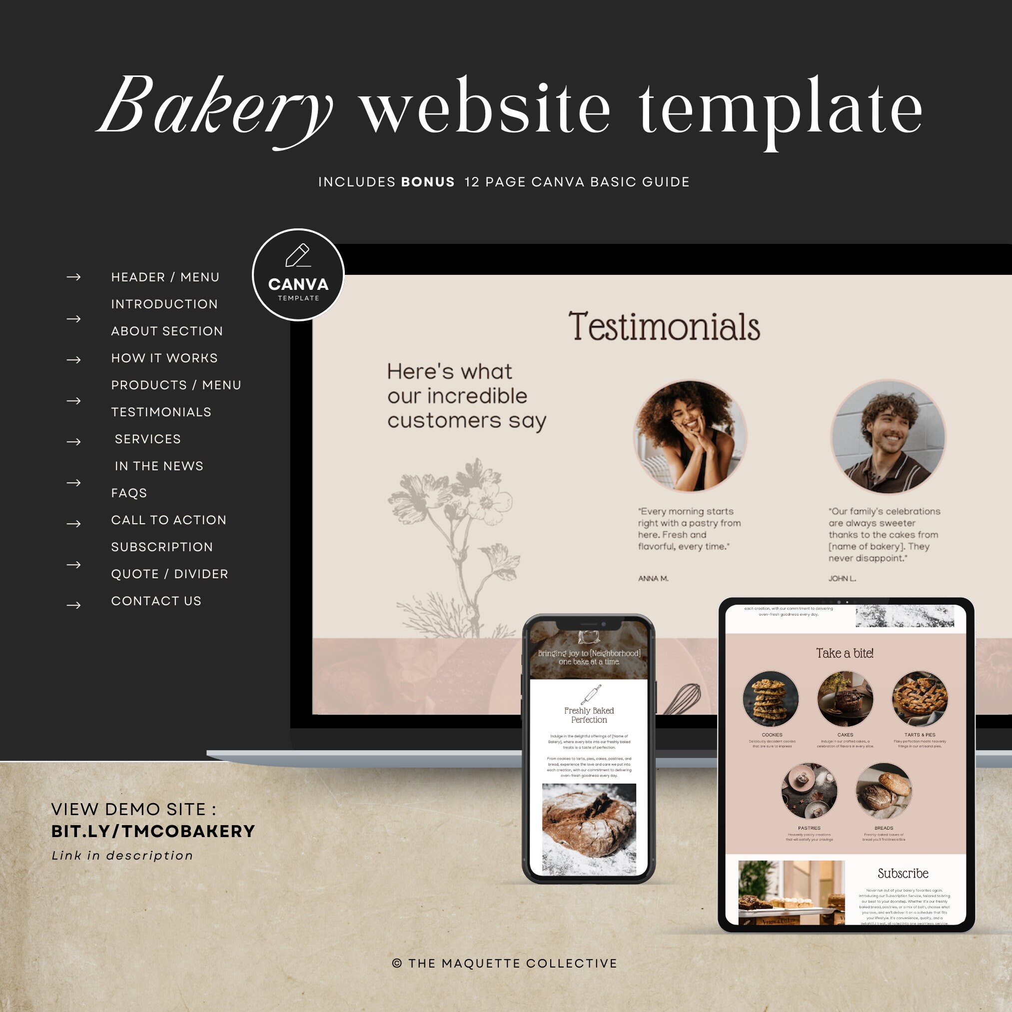 Bakery Website Template, Bakery Business Website, Canva Website ...