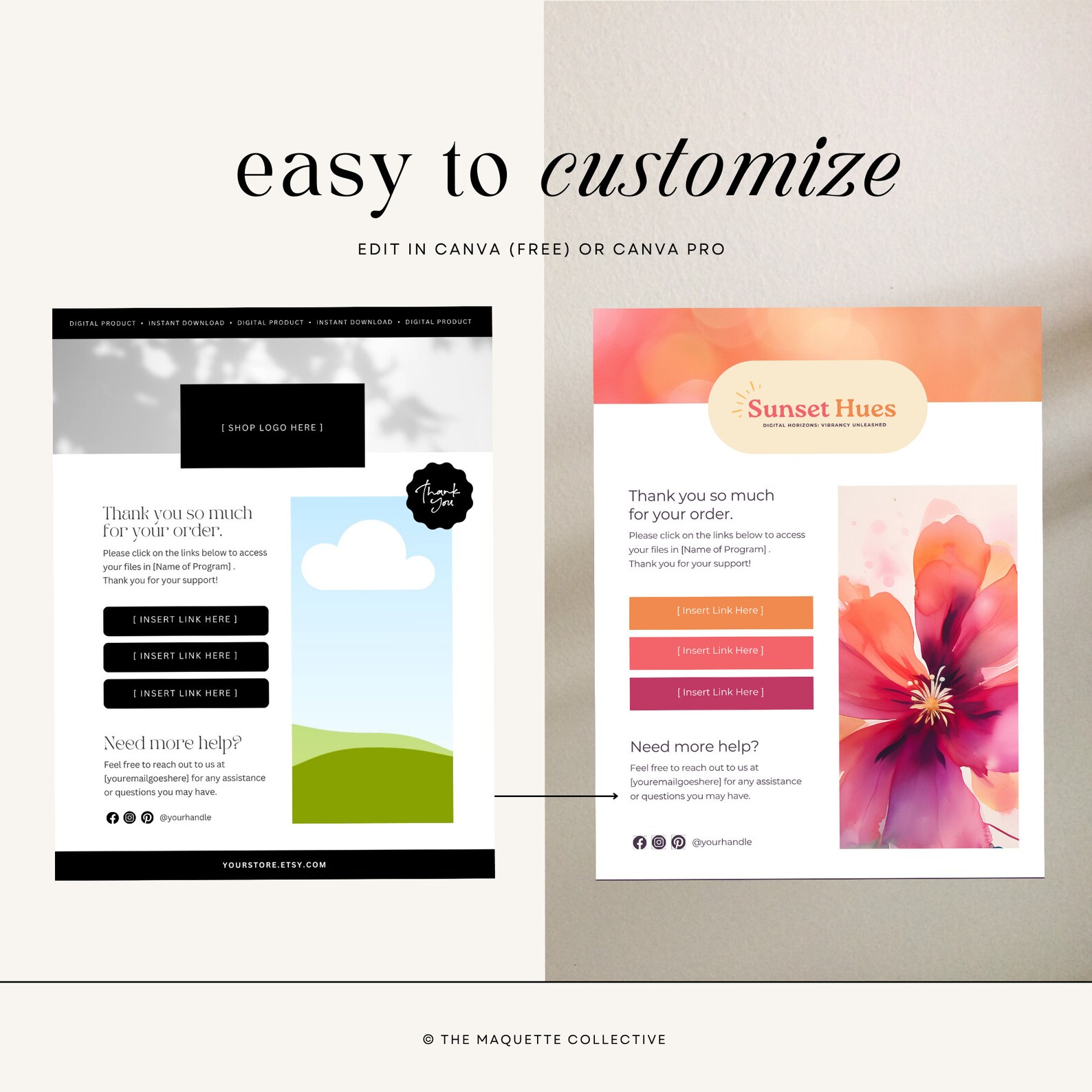 Etsy Digital Product Instructions Template, Editable Canva Template ...