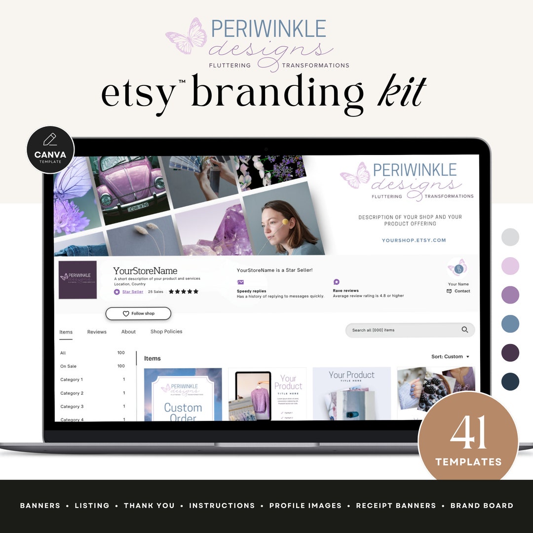 Etsy Shop Branding Kit Canva Template, Etsy Seller Store Branding Set ...