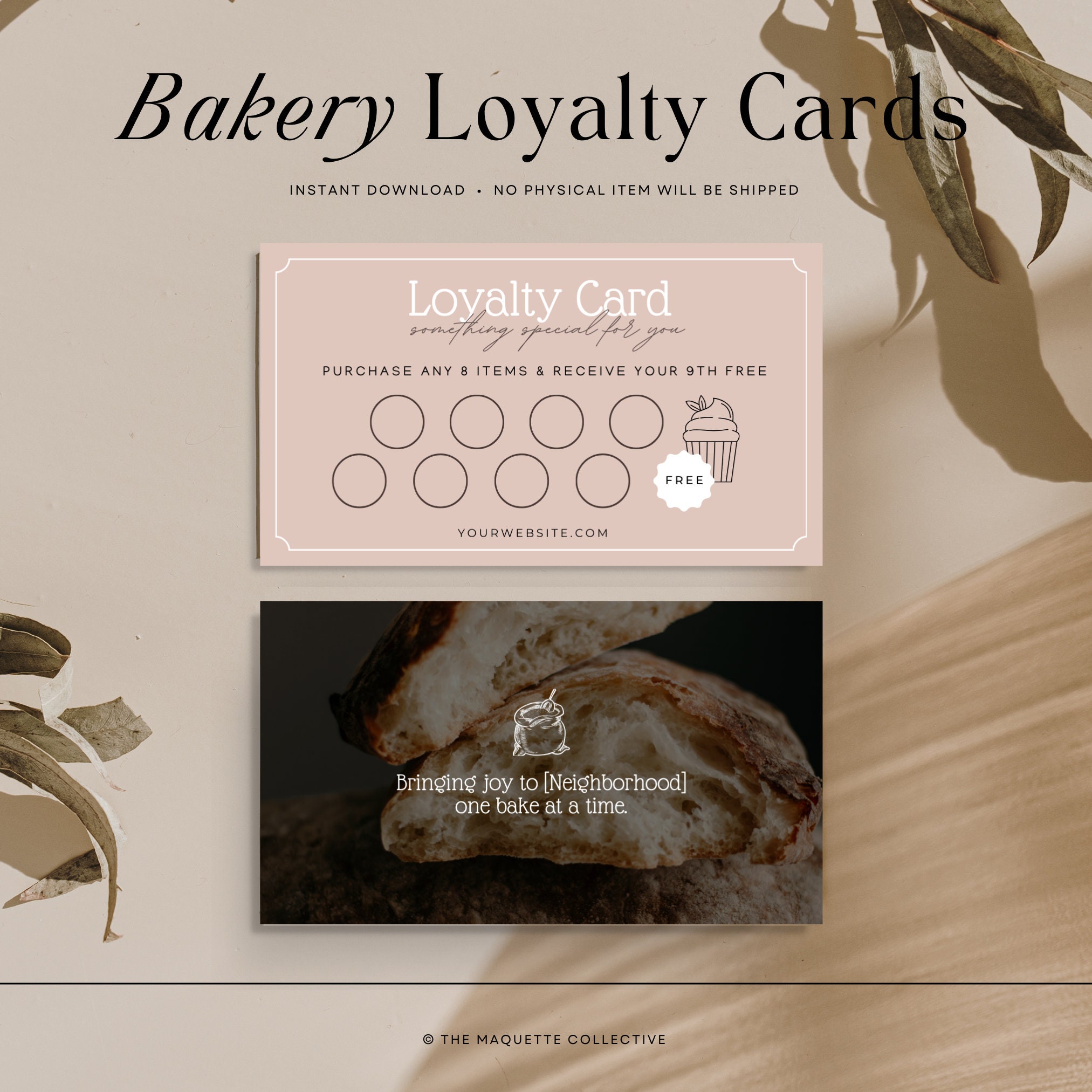 Bakery Loyalty Card, Loyalty Card for Small Bakeries, Editable Canva ...