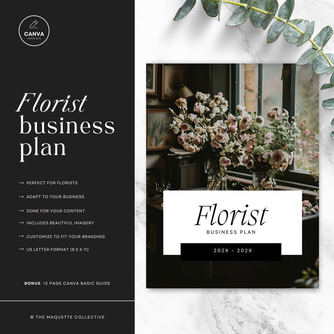 Flower Business Plan, Business Planner for Florists, Editable Canva ...
