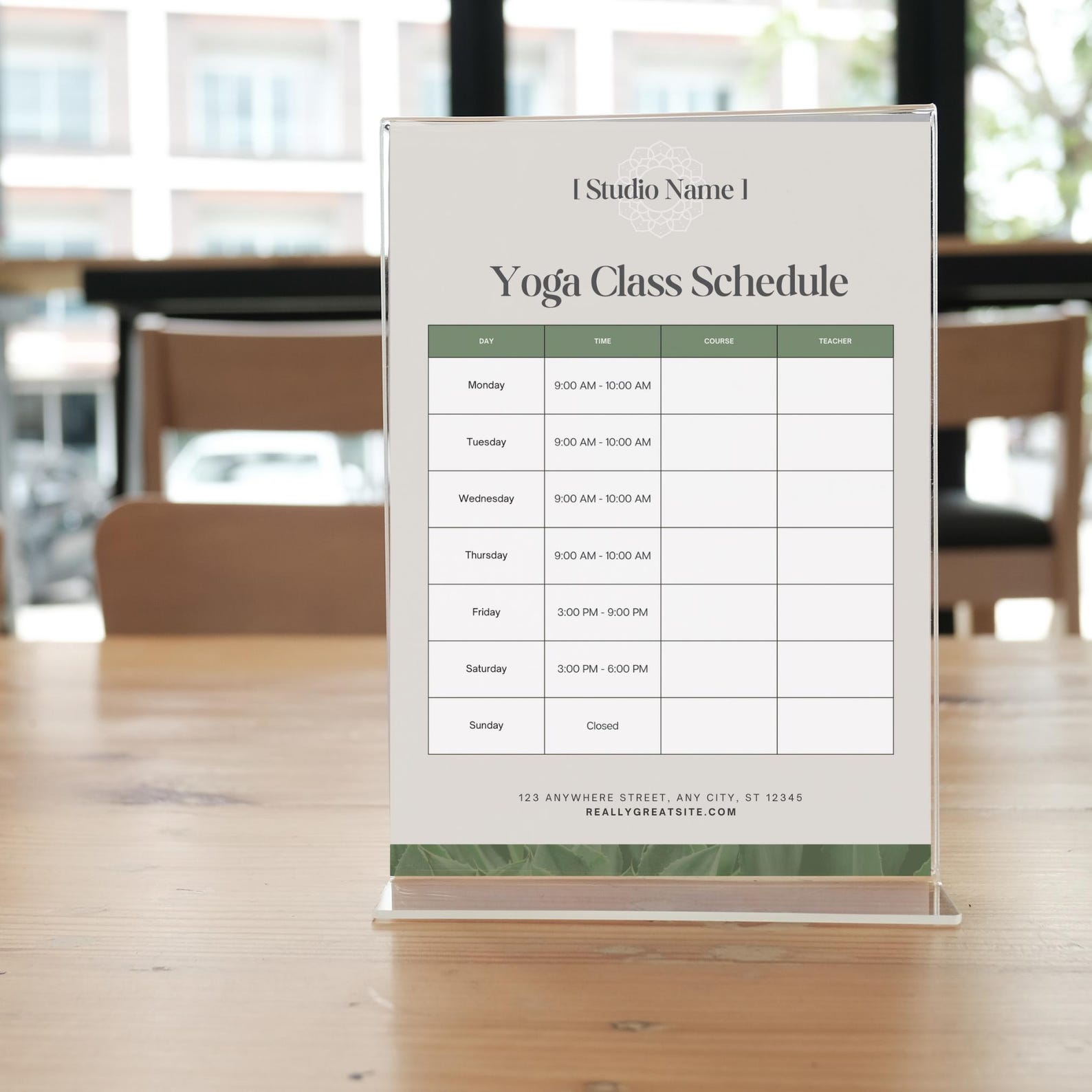 Yoga Class Planner Template, Yoga Studio Schedule, Editable Canva Class ...